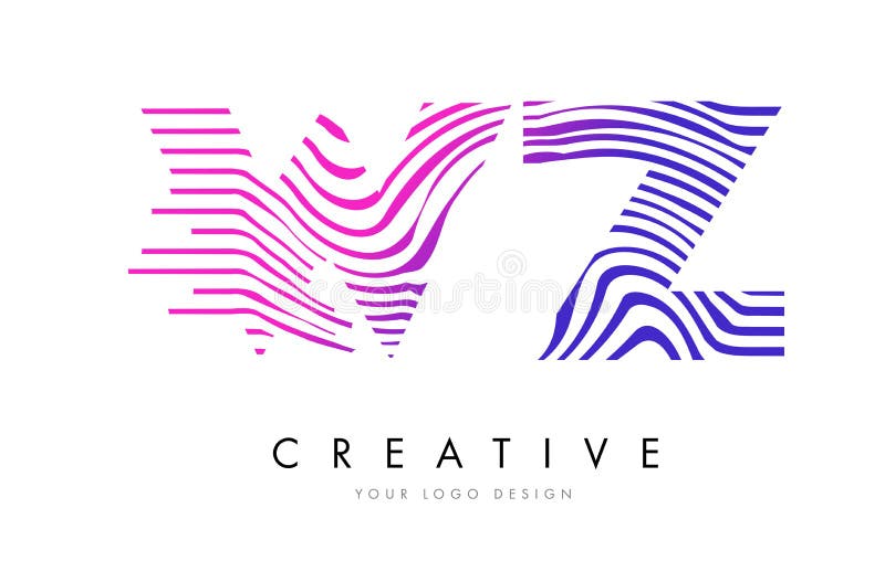 WZ W Z Zebra Lines Letter Logo Design with Magenta Colors Stock Vector ...