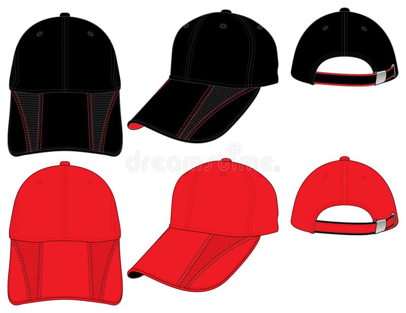 Black and Red Baseball Cap Design Vector Stock Vector - Illustration of ...