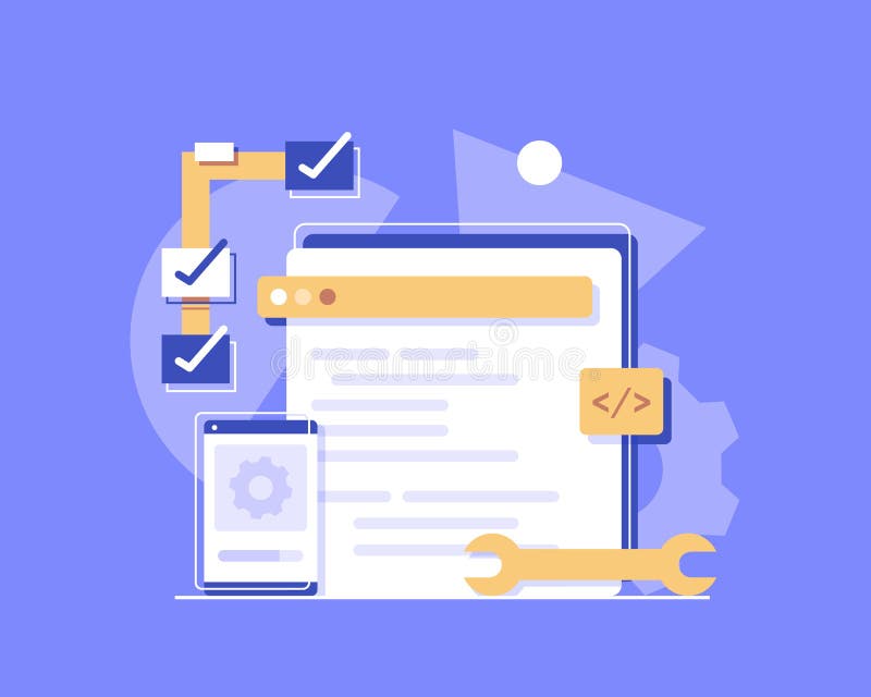 App Development Flat Line Design Concept,Construction App Development ...