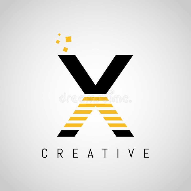 X Letter Logo with Golden Lines Design . Stock Vector - Illustration of ...