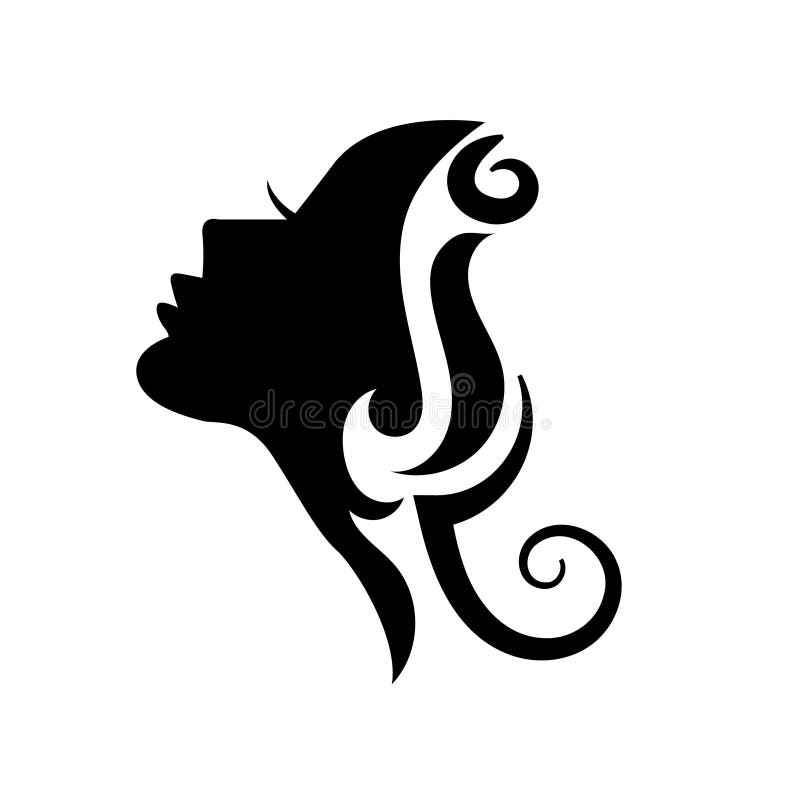 Silhouette of Woman Head Profile with Stylized Hair Shape. Stock Vector ...