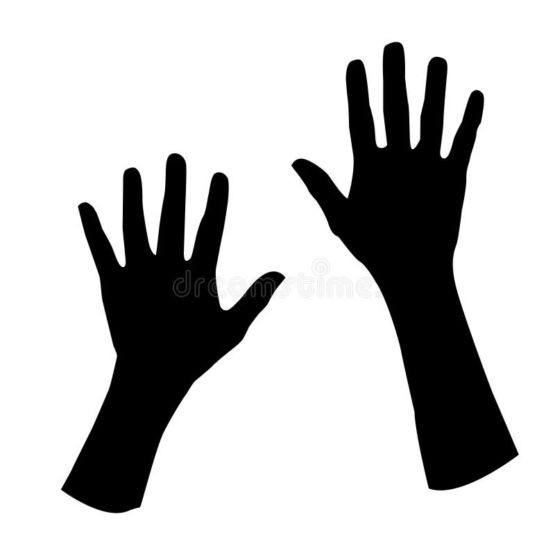 Illustration of a Couple of Hands Silhouette Rise Upright Stock Vector ...