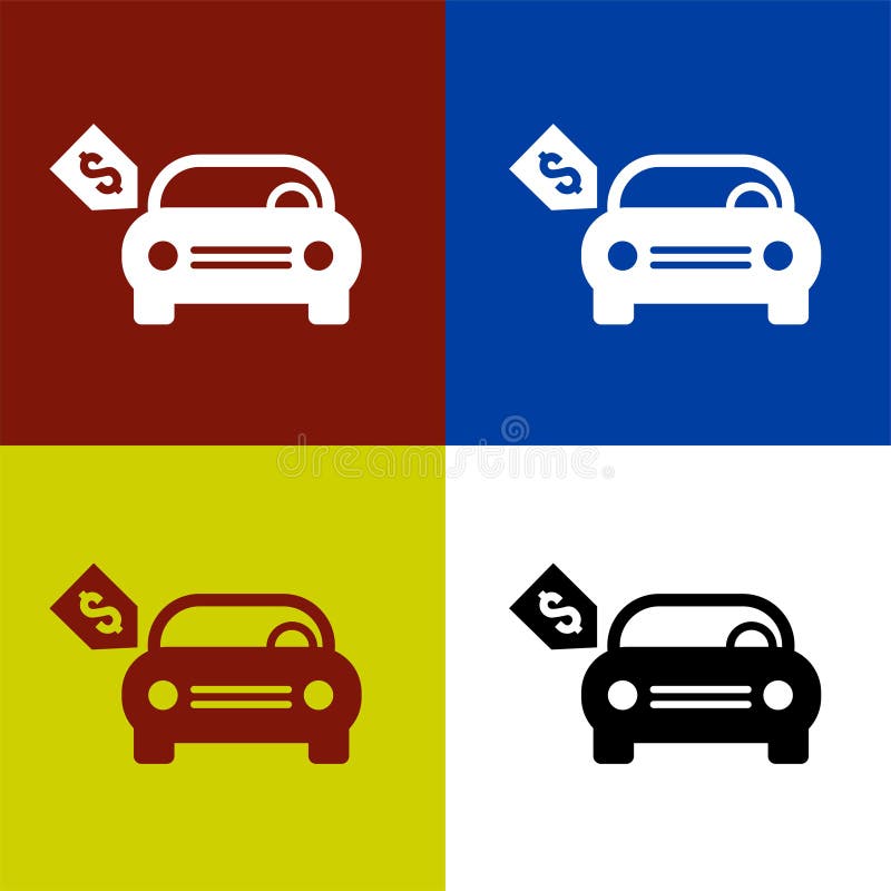 Car and Price Tag Symbol. Car Seller or Car Rent Icon or Logo Stock ...