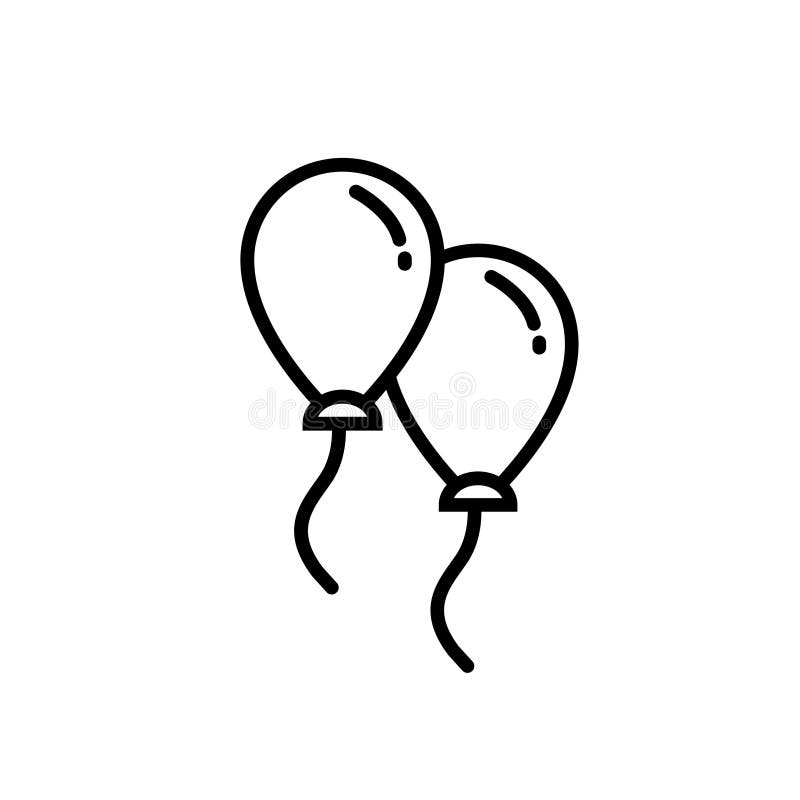 Balloon with String in Line Cartoon Style Stock Vector - Illustration ...