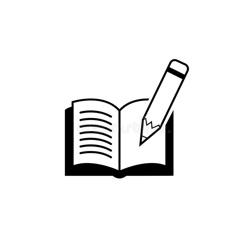 Document Writing Symbol. Icon of a Pencil and an Open Page Book. Stock ...