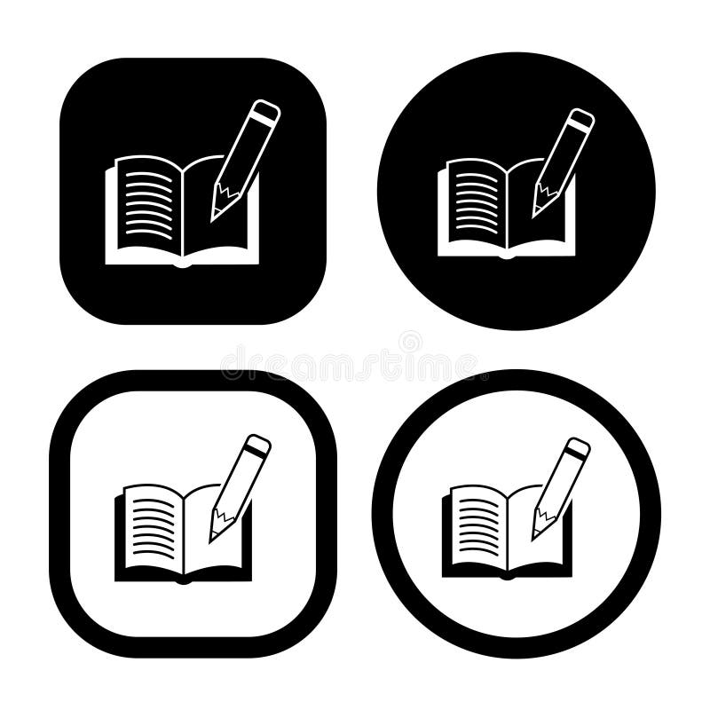 Document Writing Symbol. Icon of a Pencil and an Open Page Book. Stock ...