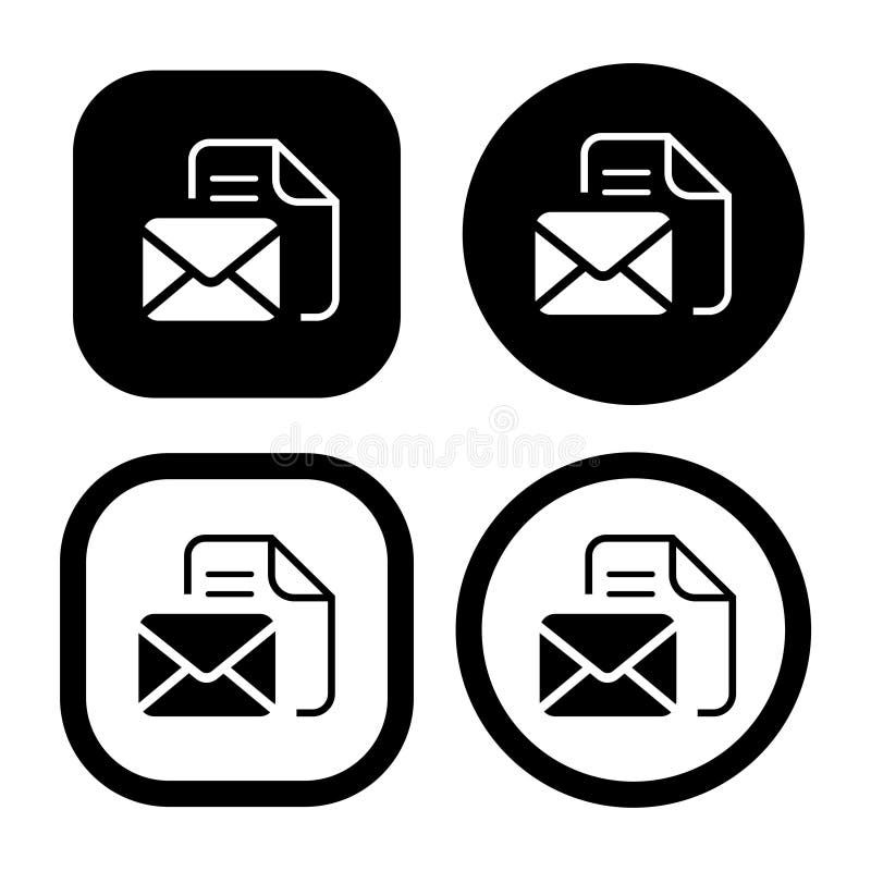 Document and Mail Symbol. Text Document or File Mail Icon Stock Vector ...