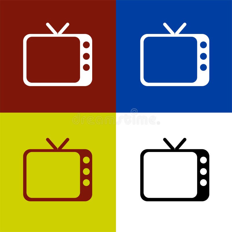 Simplified Vintage Television Box Icon or Symbol. Stock Vector ...