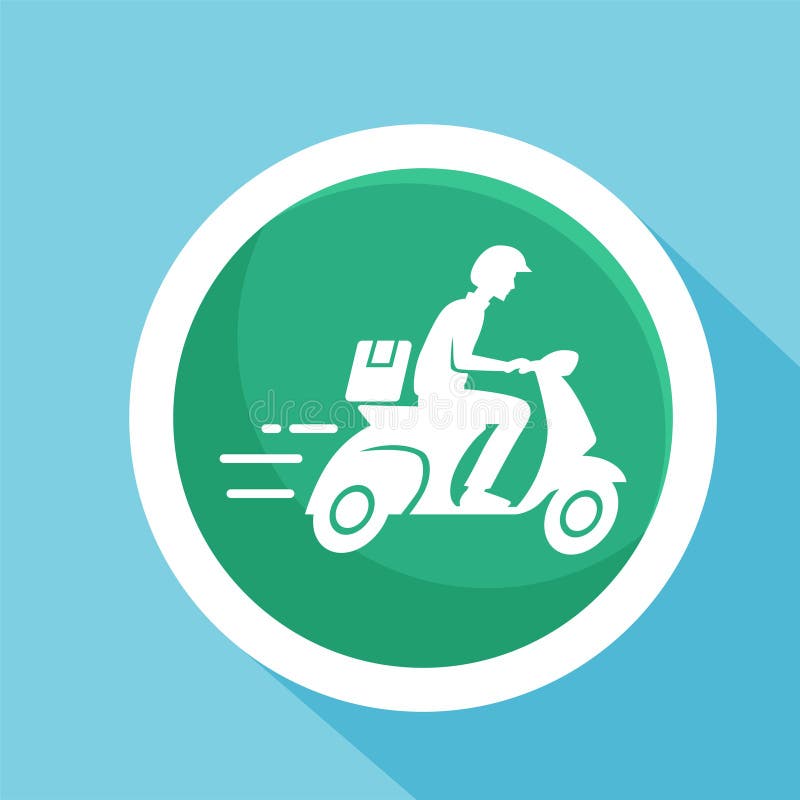 Shipping Fast Delivery Man Riding Motorcycle Icon Stock Vector ...