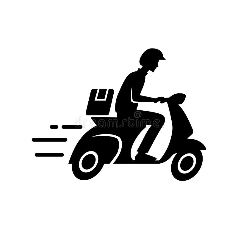 Shipping Fast Delivery Man Riding Motorcycle Icon Stock Vector ...