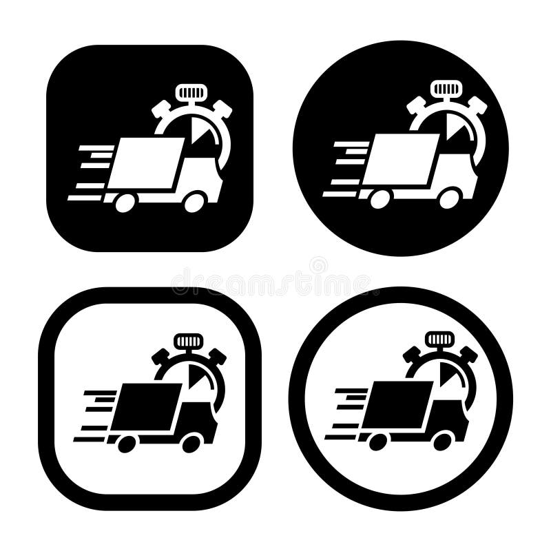 Set of Fast Cargo Delivery Car Icon, Commerce Service Truck, Order ...