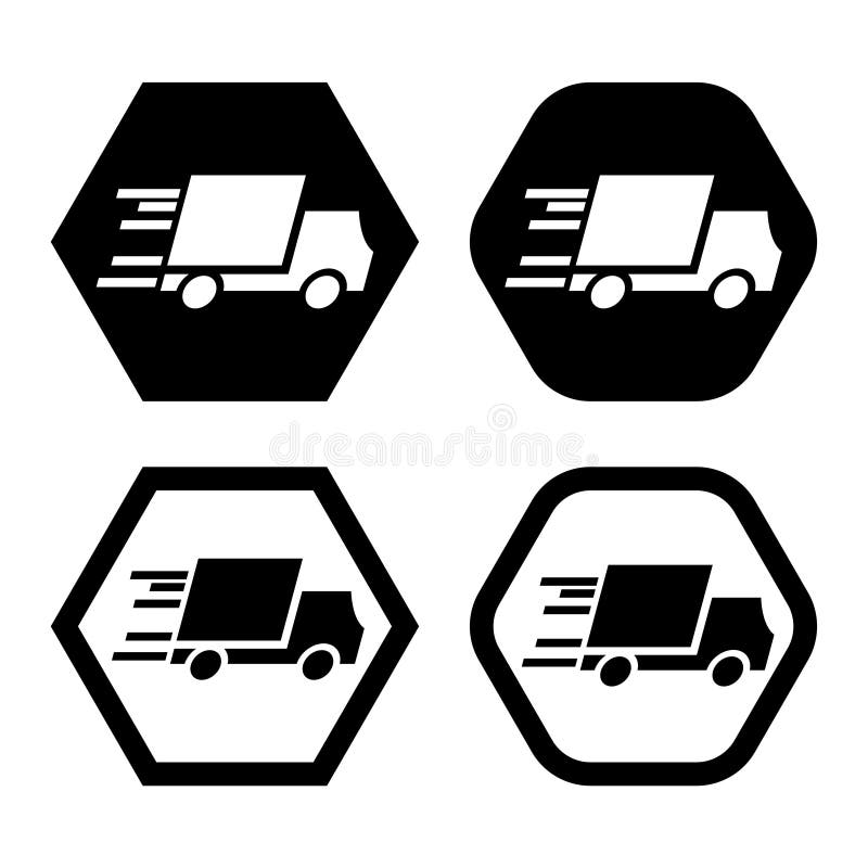 Set of Fast Cargo Delivery Car Icon, Commerce Service Truck, Order ...