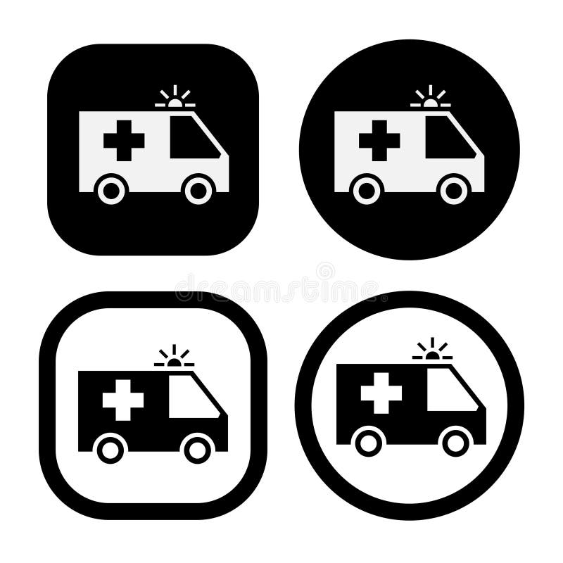 Set of Ambulance Icon, Outline Emergency Car, Care Medic Support Symbol ...