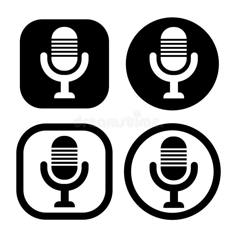 Set of Vintage Microphone Vector Icon Symbol Illustration Logo Template ...
