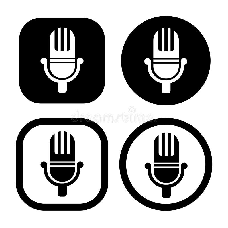 Set of Vintage Microphone Vector Icon Symbol Illustration Logo Template ...