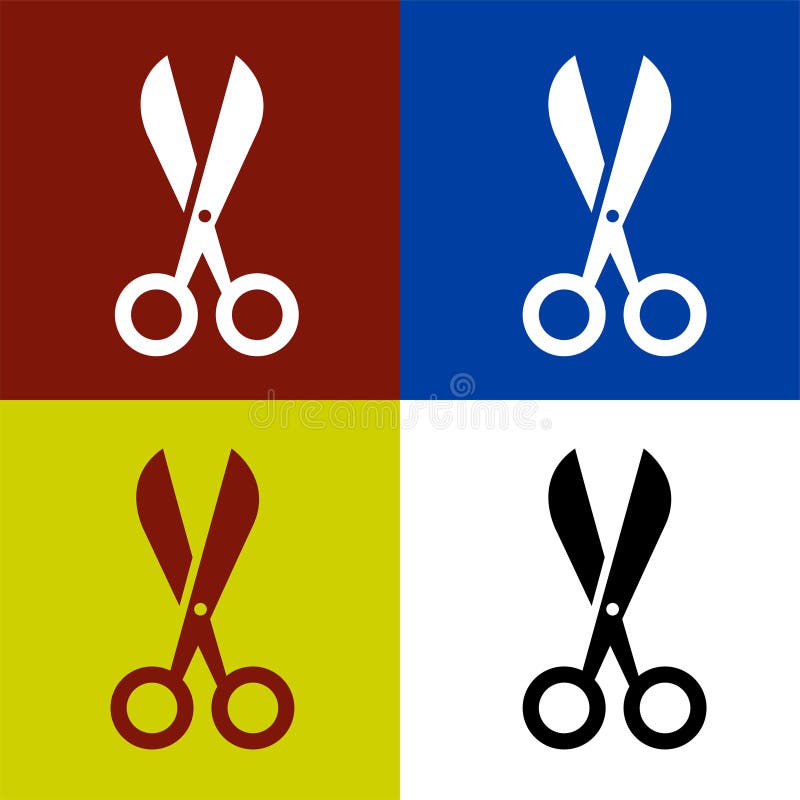 Set of Scissor Logo Flat Icon Vector Illustration Symbol Isolated ...