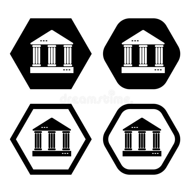 Set of Historical Building Icon Logo Vector. Courthouse Icon, Vector ...
