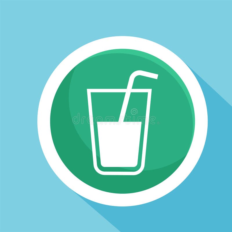 Half Full Glass with a Straw Icon Vector Illustration Logo Template for ...