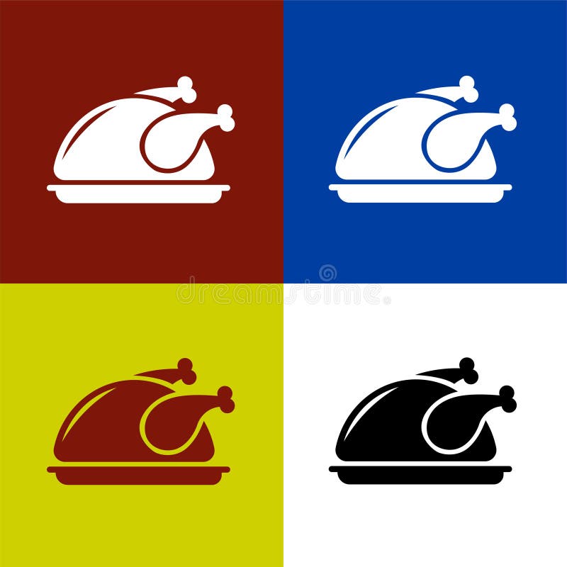 Whole Grilled Chicken Dish Icon Vector Illustration Logo Template for ...