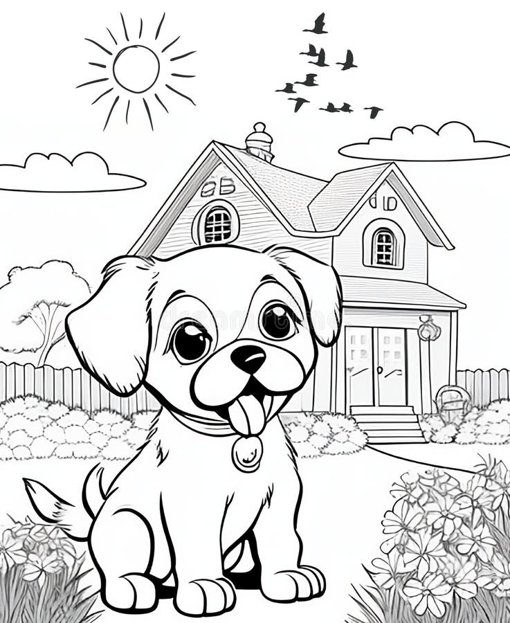 The Cutest Dog Coloring Pages for Dog Lovers Stock Photo - Image of ...