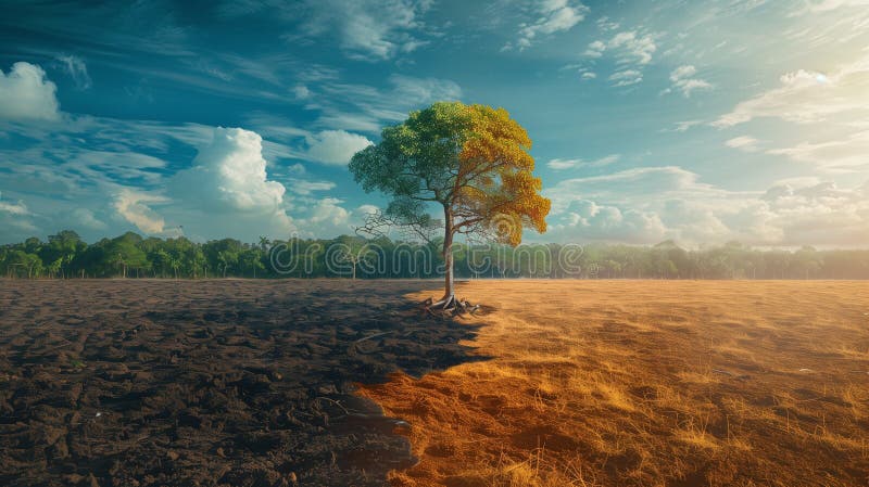 A Barren Land Transitioning into a Vibrant Forest Depicting, AI ...