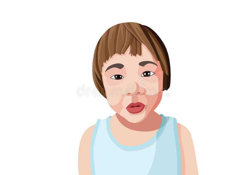 3 Year Old Girl Half Smile on White Background Illustration Vector ...