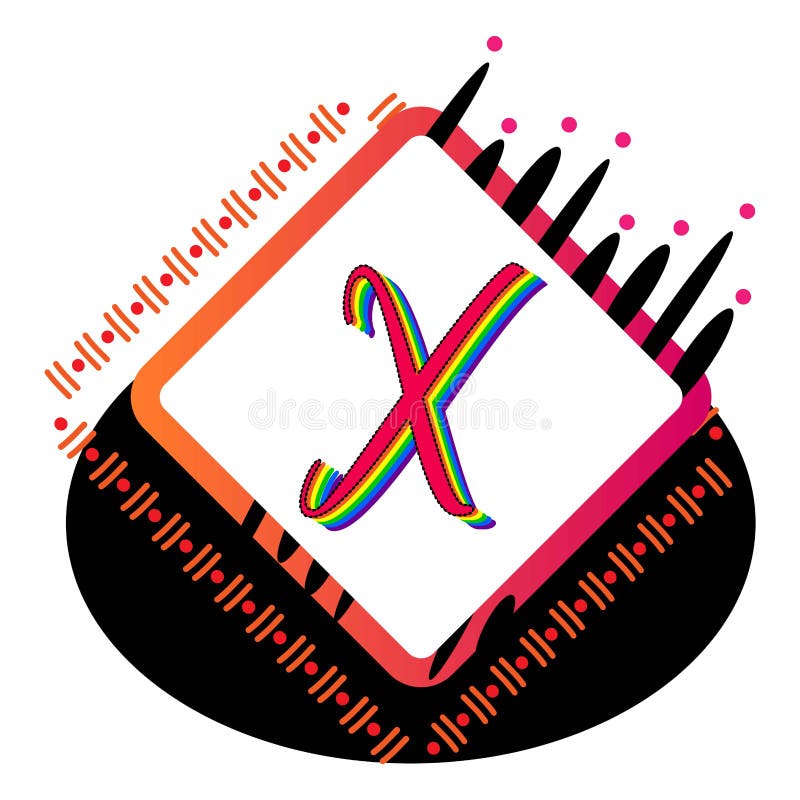 X Letter. Alphabet X Sticker. Rainbow Style Character on Abstract ...