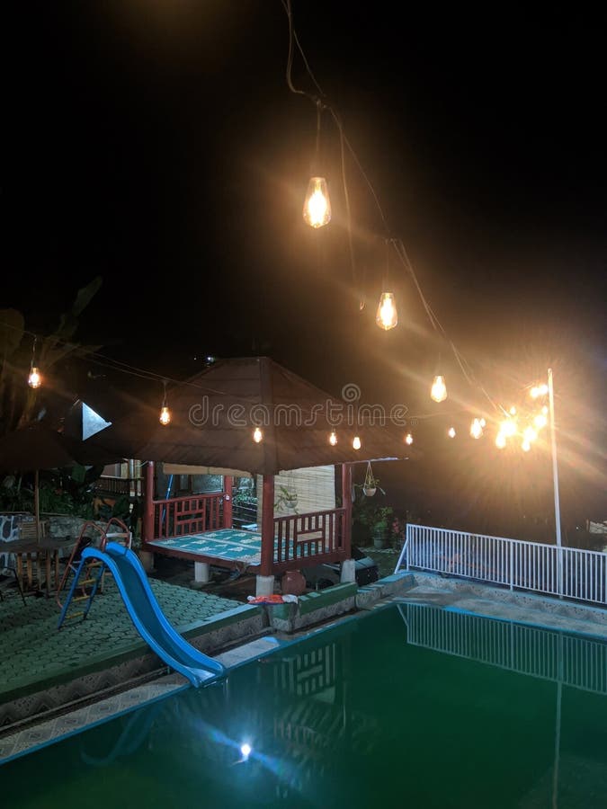 & X22;Beautiful Night with a Swimming Pool and Huts Accompanied by ...