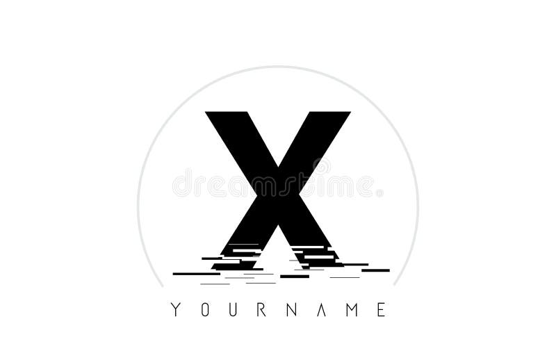 X Black Letter Logo Design with Circular Shape and Water Effect Stock ...
