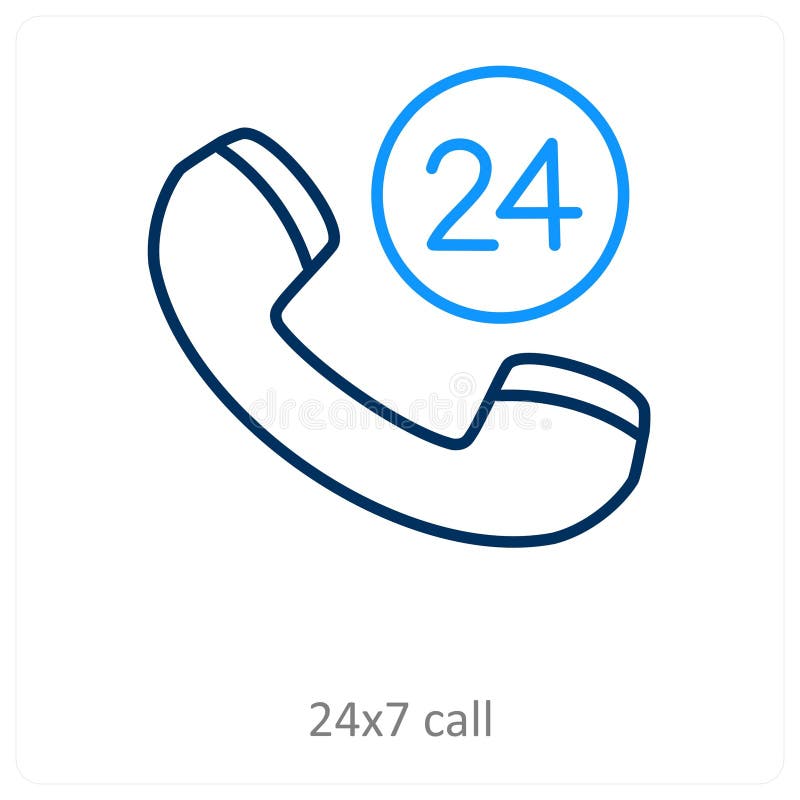 24x7 Call and Service Icon Concept Stock Illustration - Illustration of ...