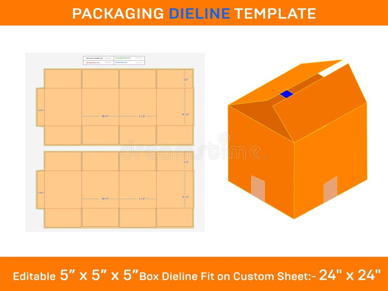5 X5 X5 Carton Regular Slotted Container Box, Die Line Template Stock ...
