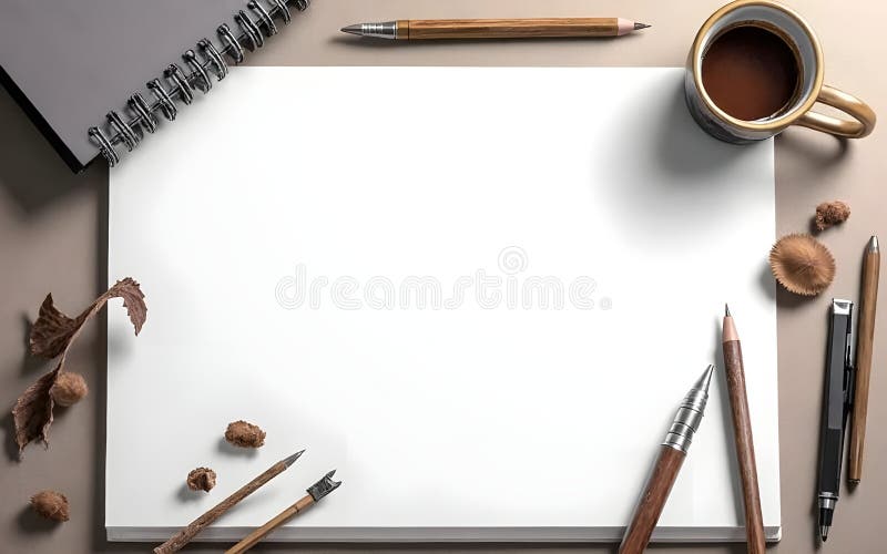 "Creative Workspace with Coffee and Sketchbook." Stock Photo - Image of ...