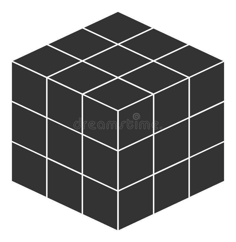 3X3X3 Cube - Raster Icon Illustration Stock Illustration - Illustration ...