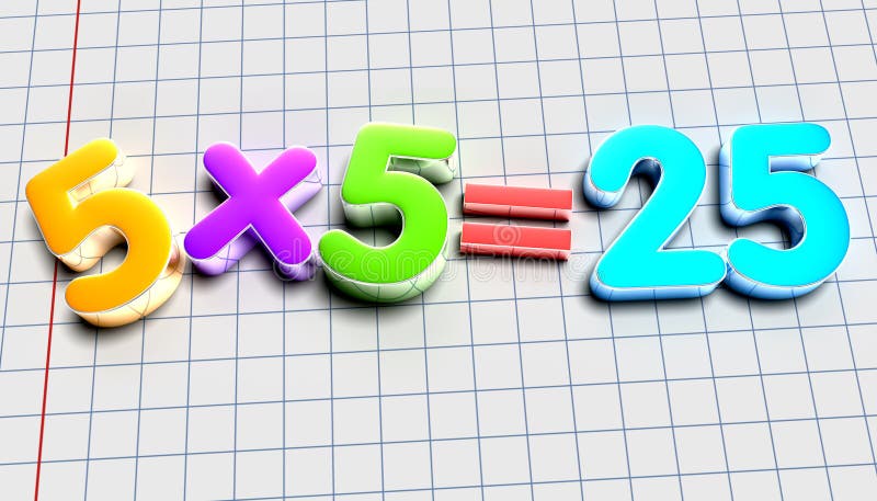 Number 5x5=25. stock illustration. Illustration of mathematical - 207690946