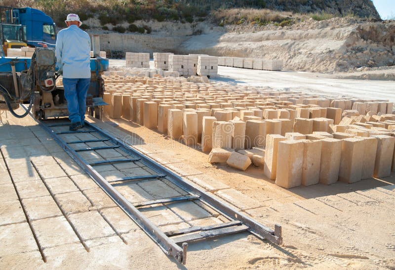 Quarry of Tufa blocks editorial stock photo. Image of squared - 170828793