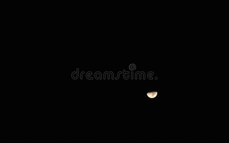 Half Yellow Moon Floating on Sky in Night Stock Image - Image of bright ...