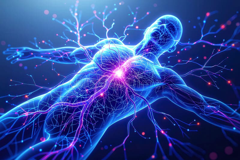 X-default Human Body Nervous System Network Glowing Stock Illustration ...