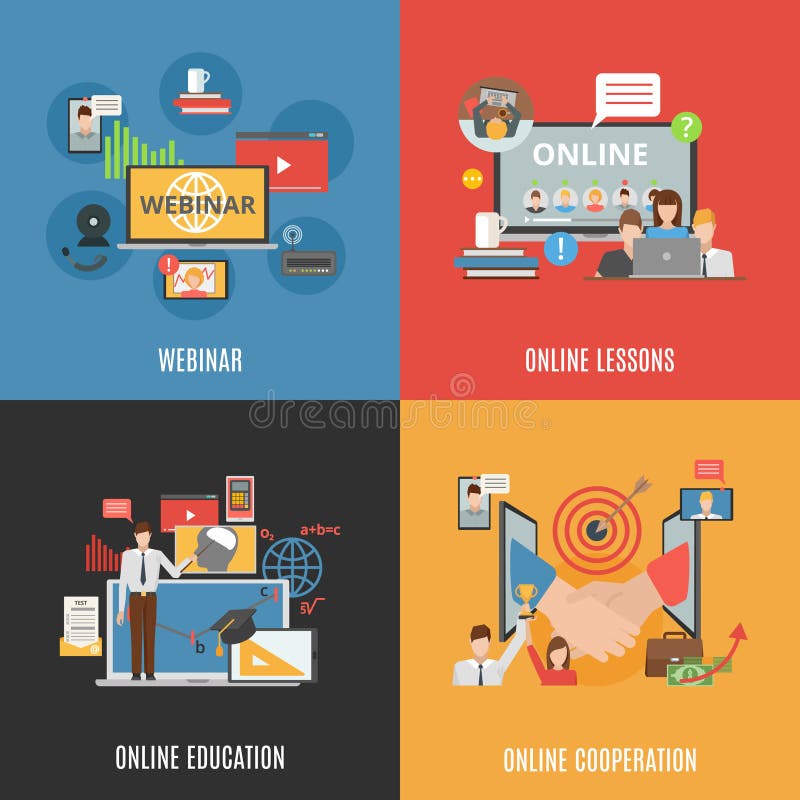2x2 Design Concept Set of Webinar Icons Stock Vector - Illustration of ...