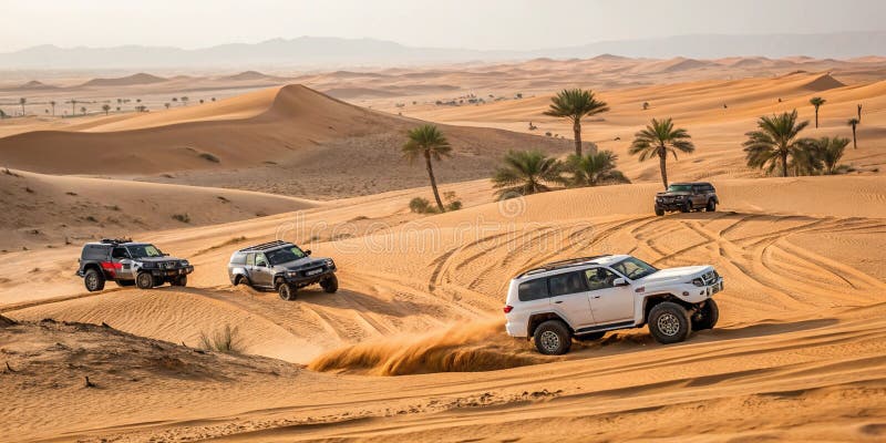 4x4 Dune Bashing in Arabian Desert Stock Illustration - Illustration of ...