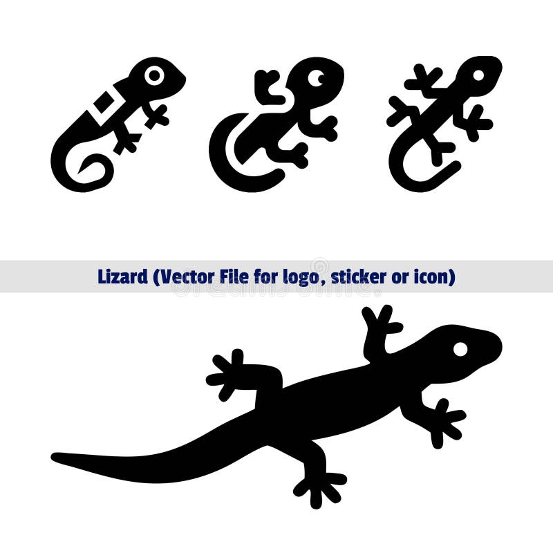 Lizard Vector Silhouettes for Logos and Stickers. Black Lizard Icons ...
