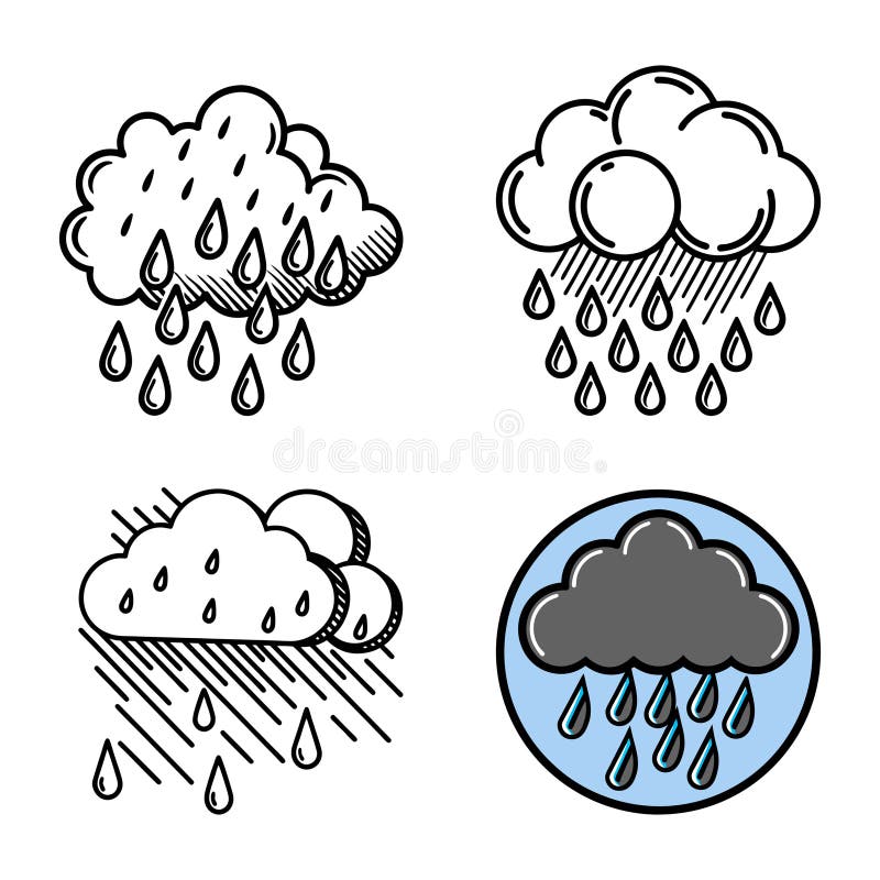 Realistic Rain Vector Icon. Detailed Weather Rain Icon. Modern Cloud ...