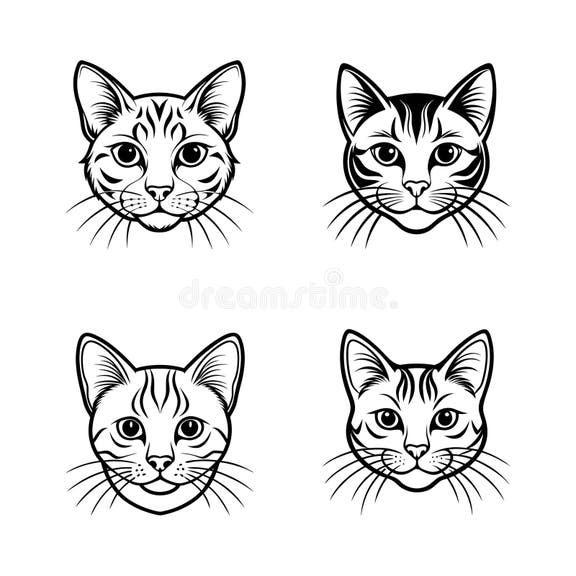 Sleek Modern Cat Icon. Detailed Vector Feline Logo. Expressive Cat Face ...