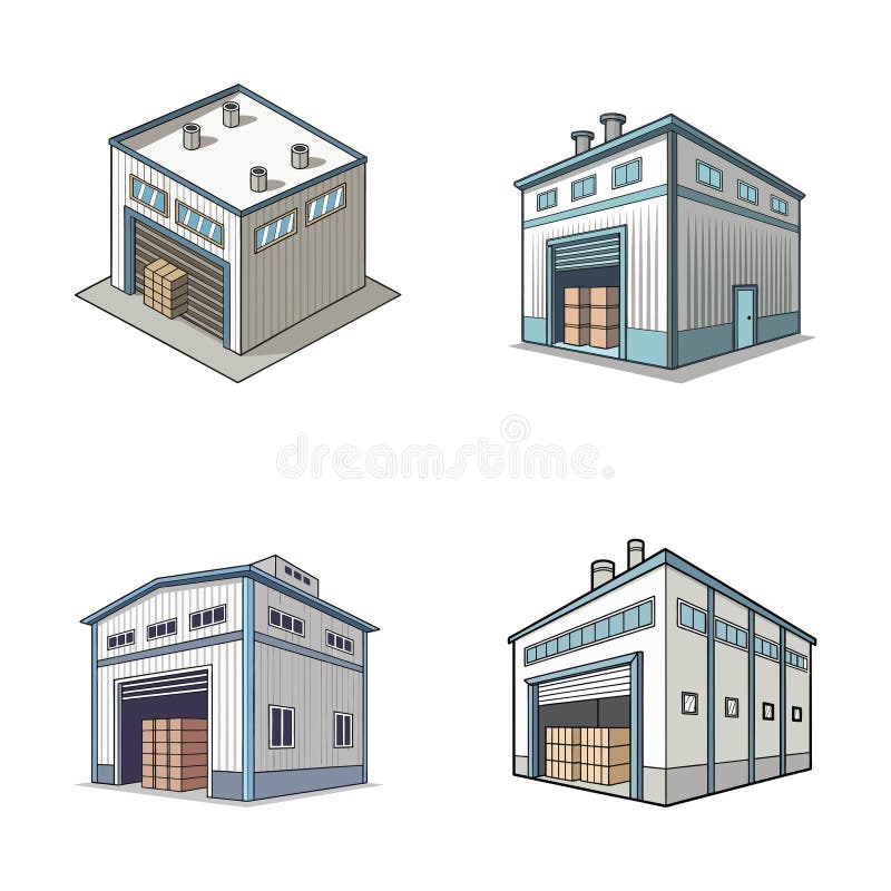 Realistic Warehouse Vector Icon. Industrial Warehouse Illustration with ...