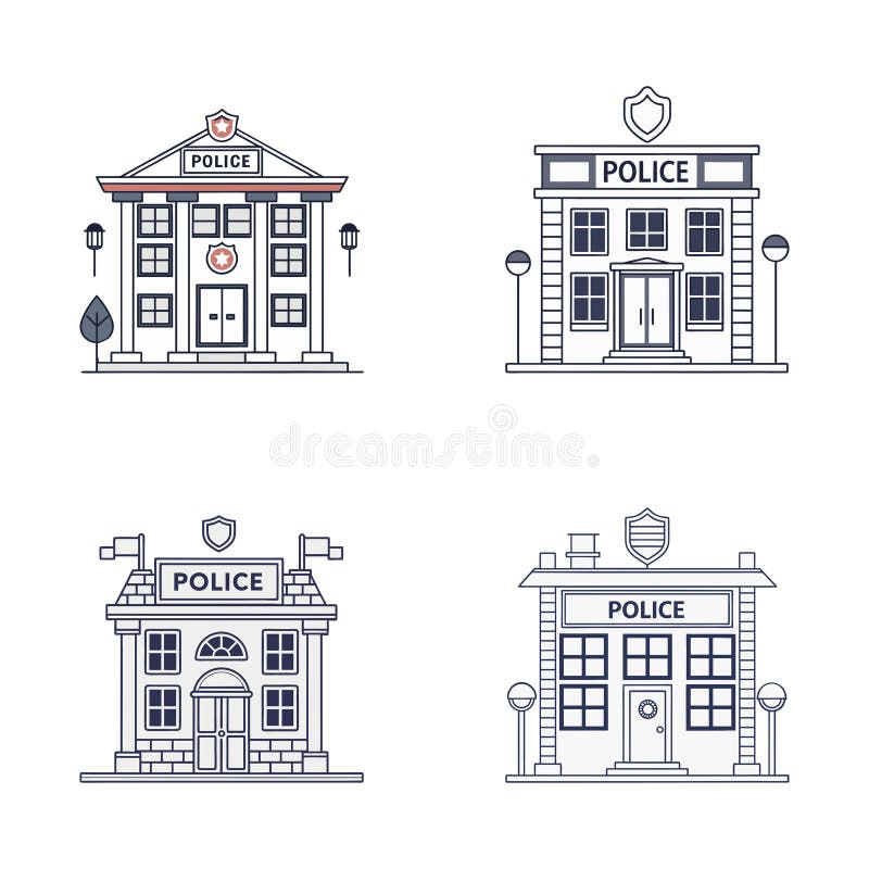 Modern Police Station Icon. Flat Vector Law Enforcement Building. Urban ...