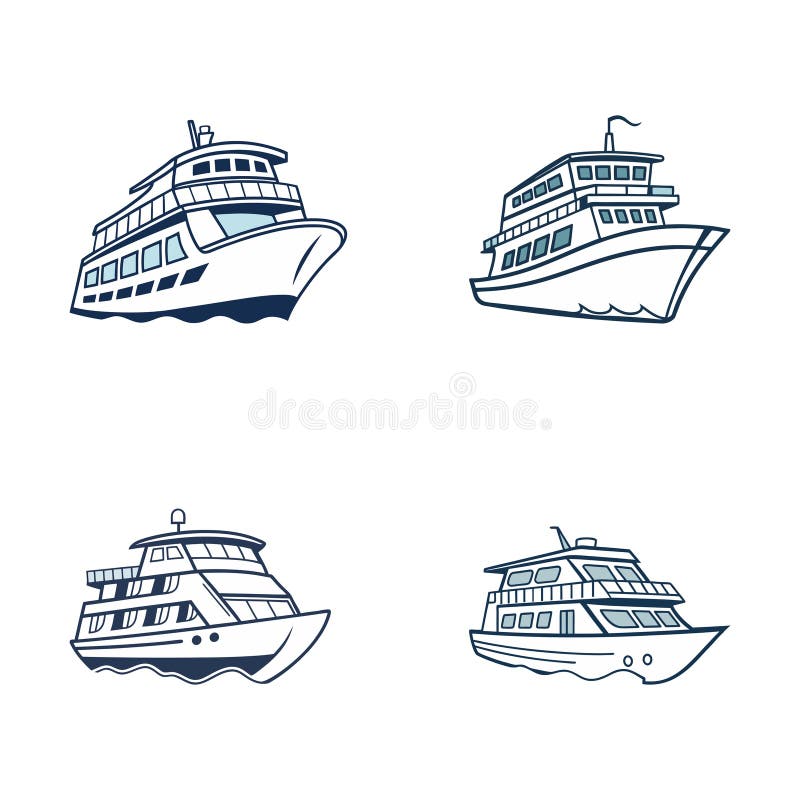 Modern Ferry Vector Icon. Minimalistic Ferry Boat Illustration. Sleek ...