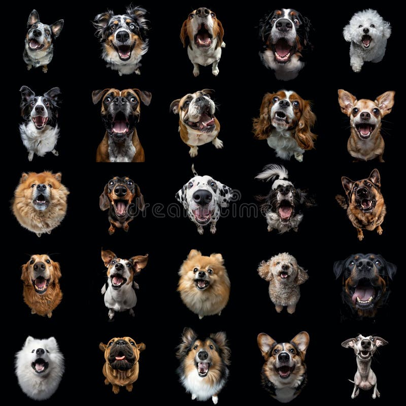 5x5 Grid Collage of an Array of Adorable Dogs Stock Illustration ...