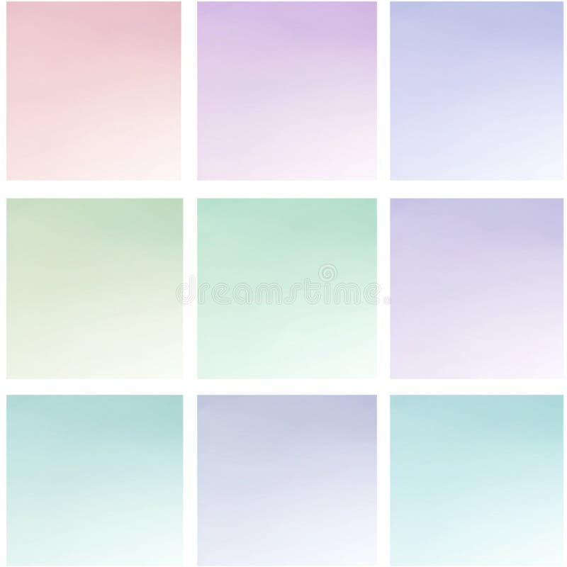 A 3x3 Grid of Pastel Gradient Squares, Each Featuring a Subtle Blend of ...