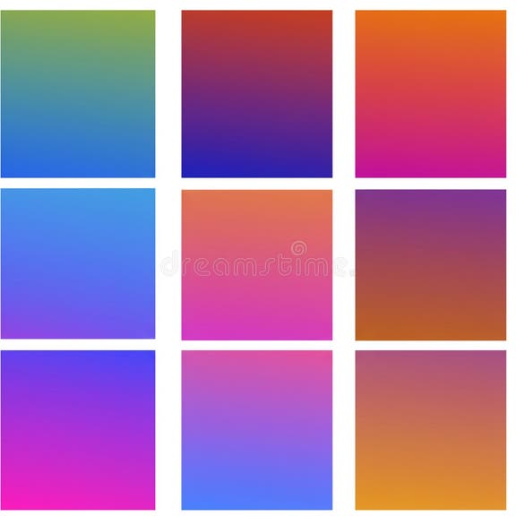 A 3x3 Grid of Square Gradient Backgrounds. Each Square Displays a ...