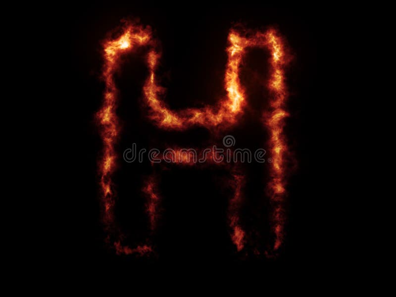 "H" Initial in Red Flames on a Dark Background Stock Illustration ...
