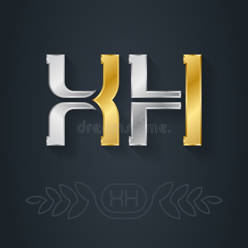 X and H - Metallic 3d Icon or Vector Logotype Template. Design Element ...